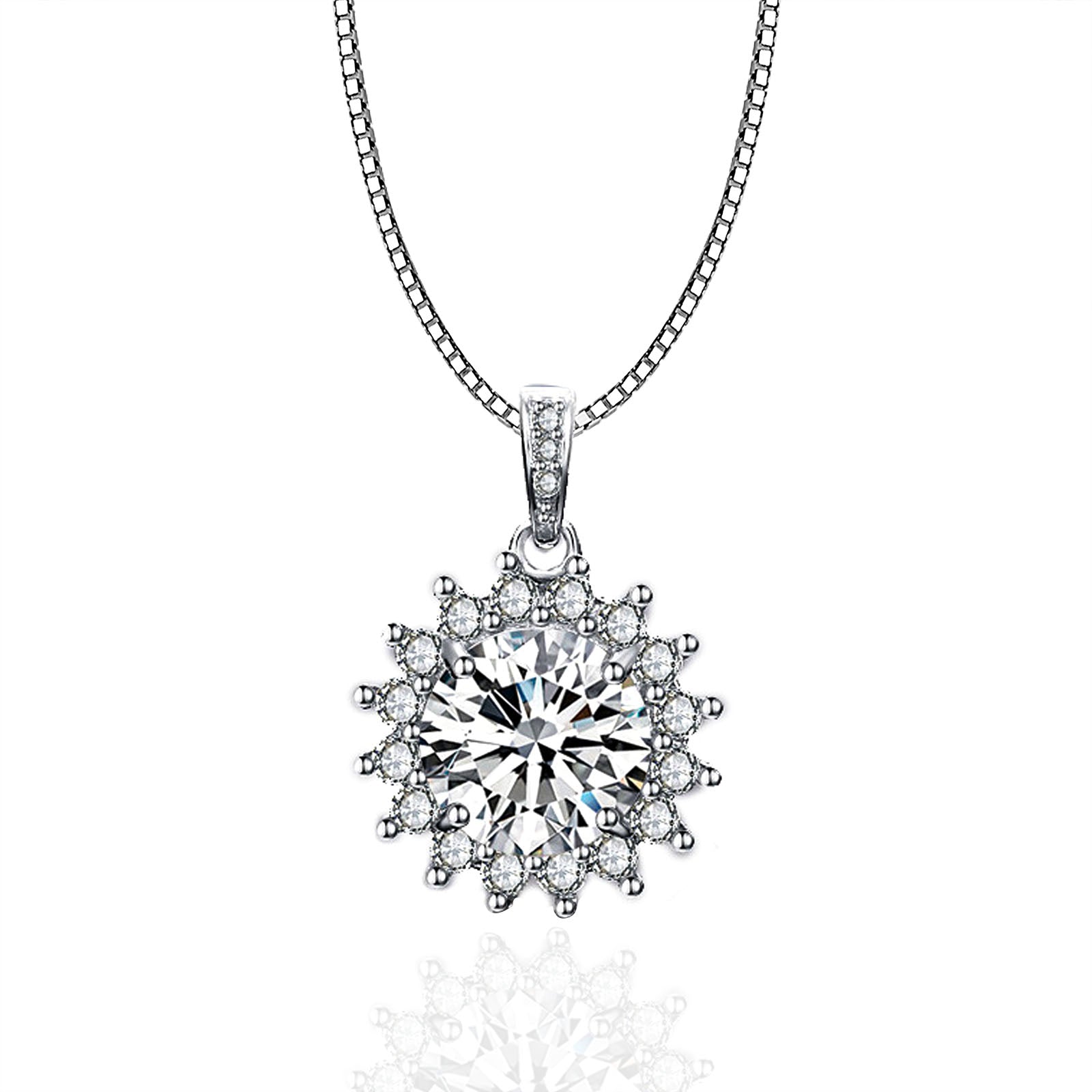1 CT Moissanite Sunflower Sterling Silver Pendant, D color, VVS1